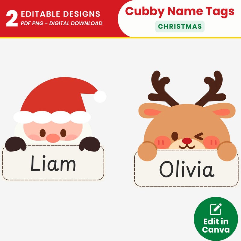 Cute Christmas Name Tags - Etsy
