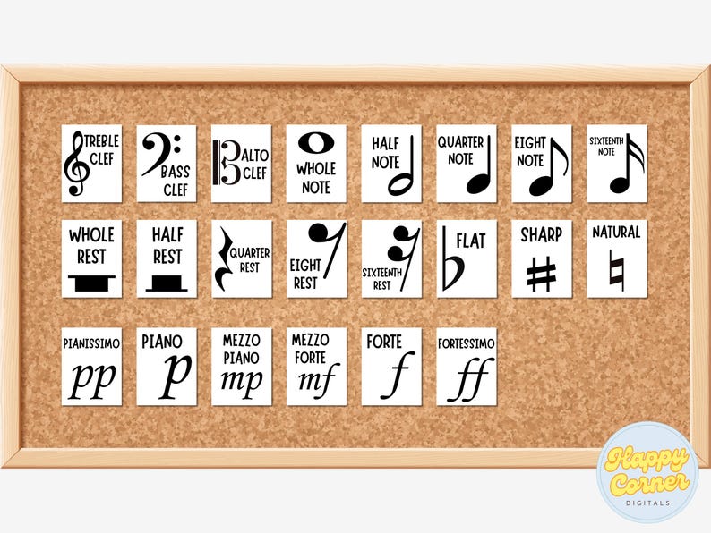 Music Notes and Symbols Bulletin Posters Printable Music Classroom ...