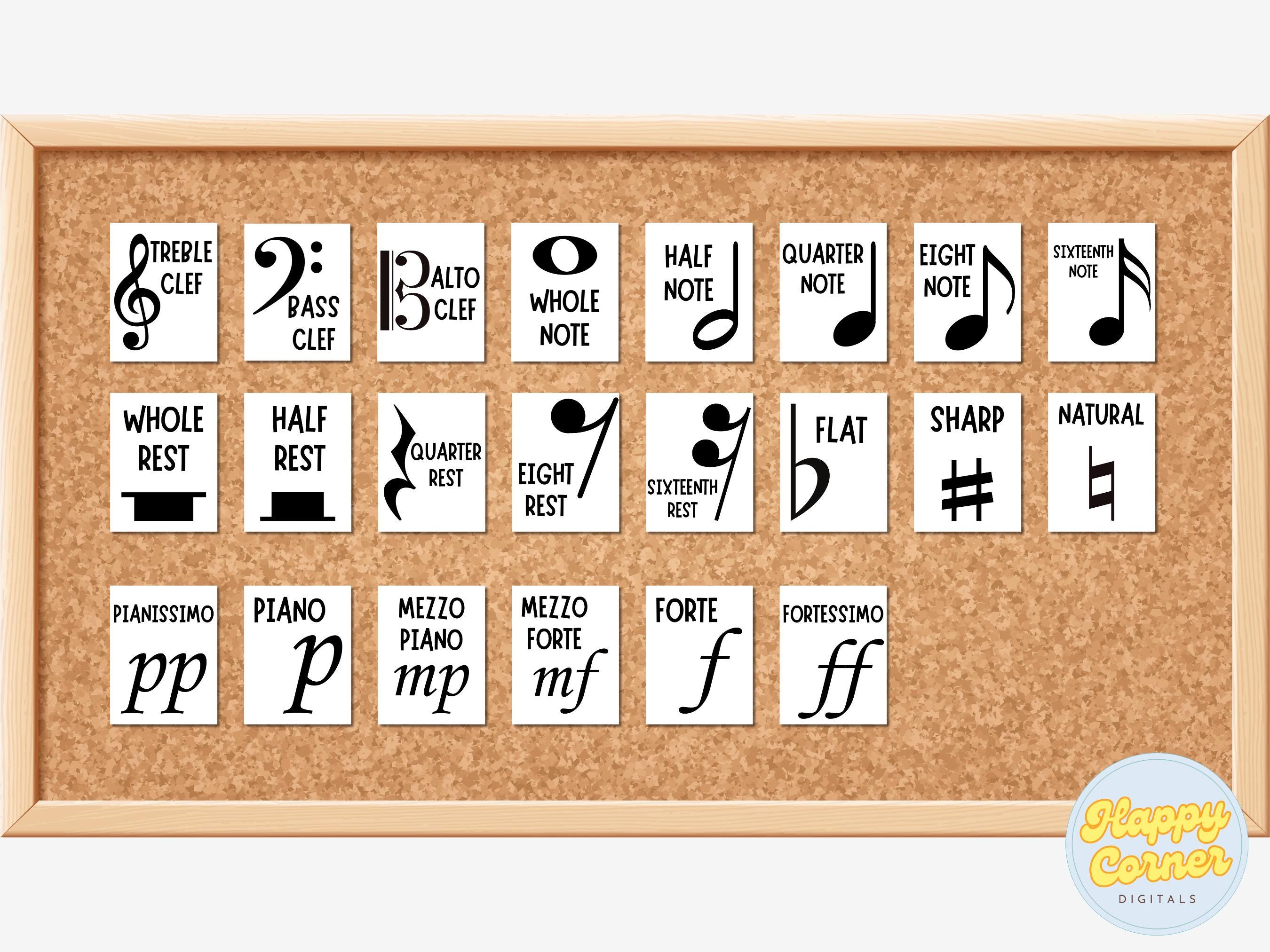 Music Notes and Symbols Bulletin Posters Printable Music Classroom ...