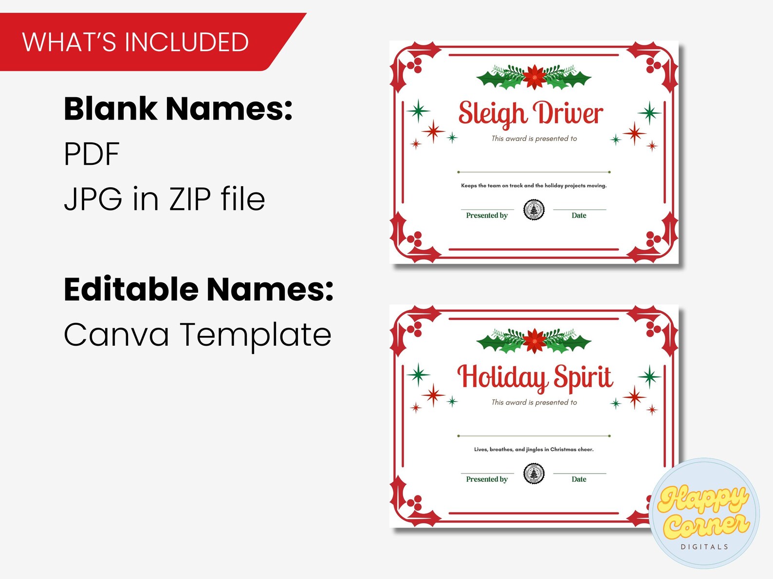 Funny Christmas Employee Award Certificates Editable Christmas Office ...