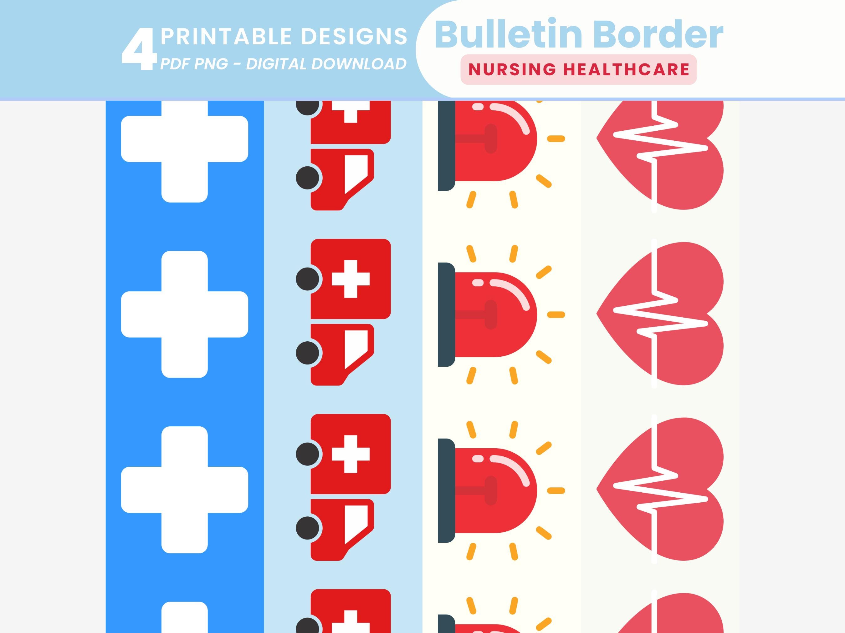 Nursing Ambulance Bulletin Board Borders Printable Nurse Clinic Borders ...