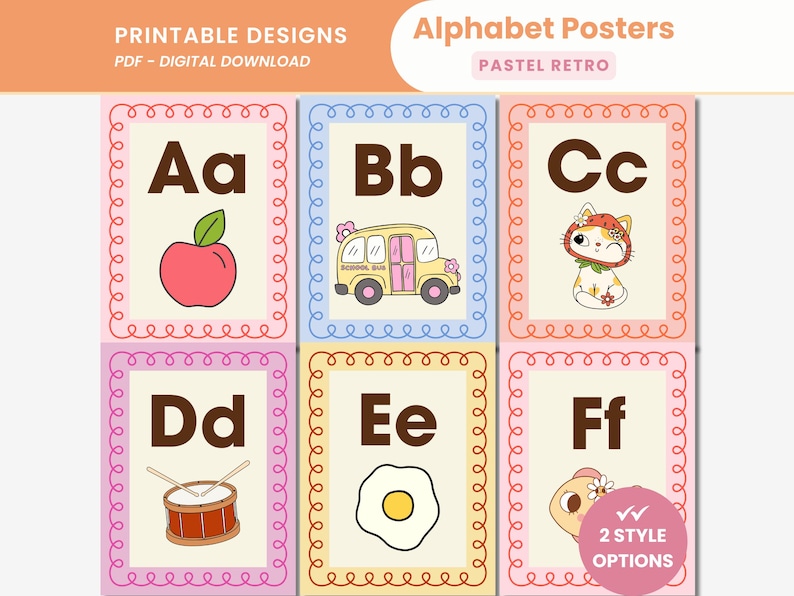 Pastel Retro Alphabet Wall Posters Pastel Groovy Classroom Alphabetical ...