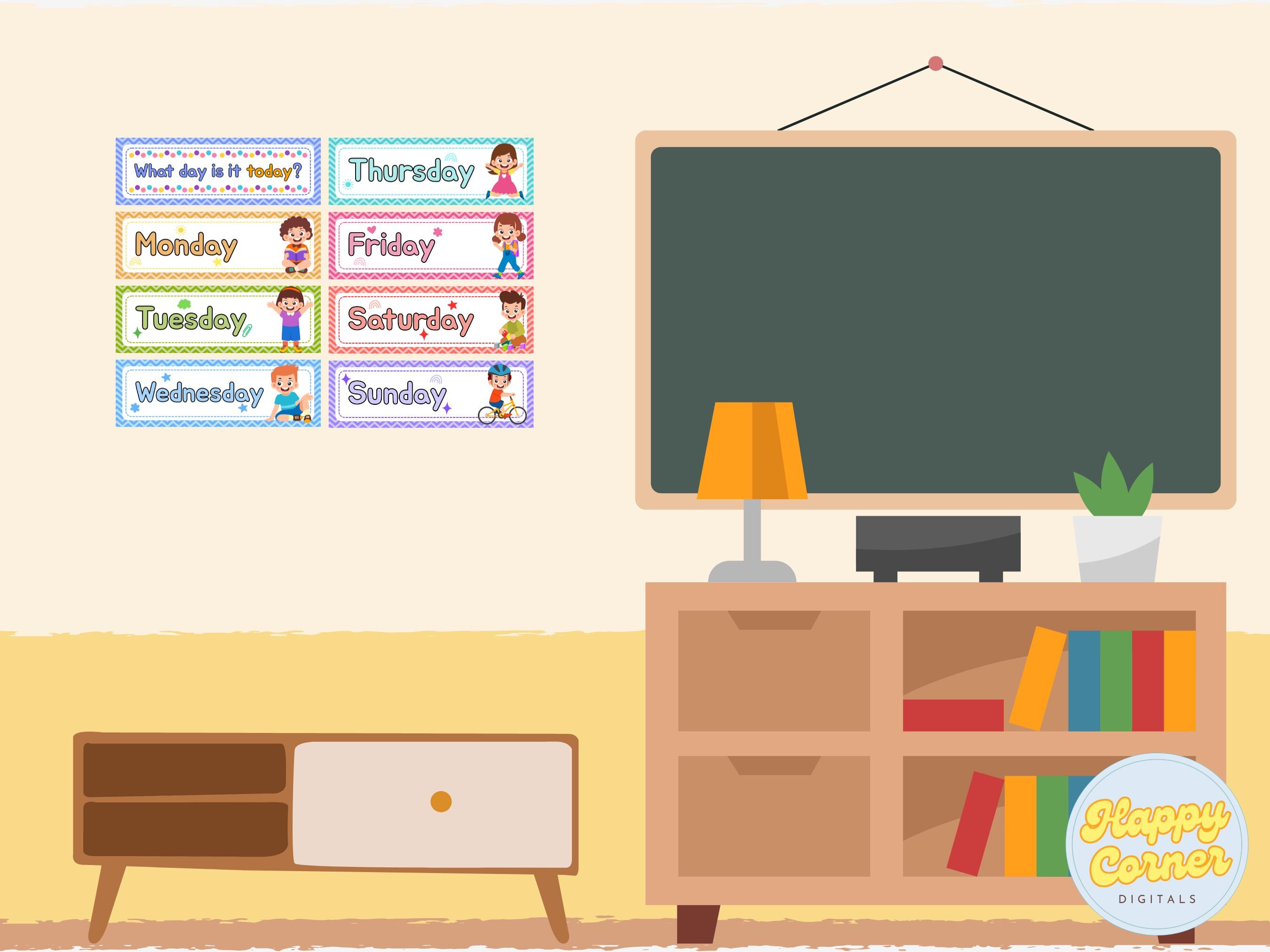 Educational Theme Days of the Week Flashcards Printable Early Learning ...