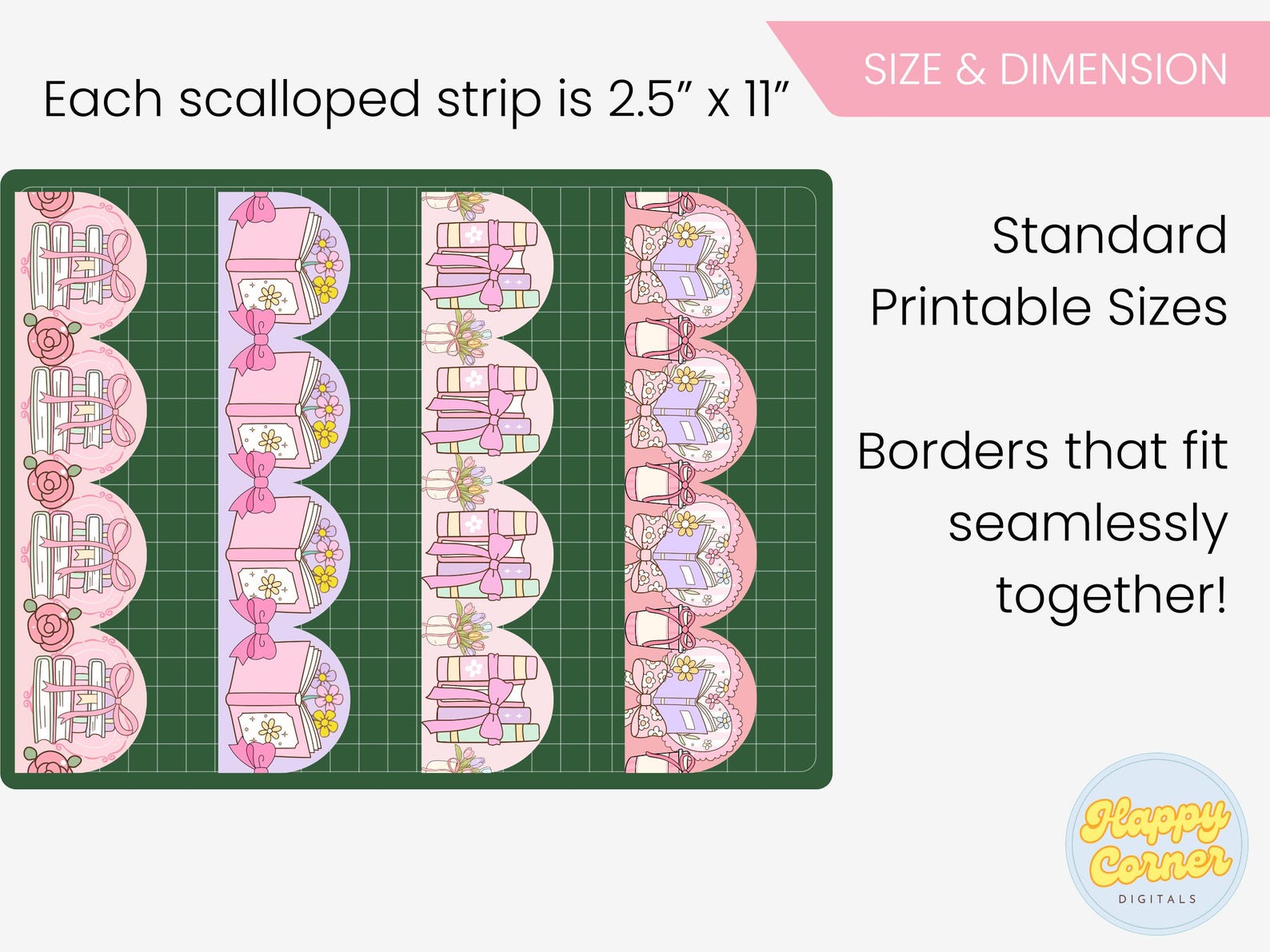 Coquette Bookish Bulletin Board Borders Display Printable Books and ...