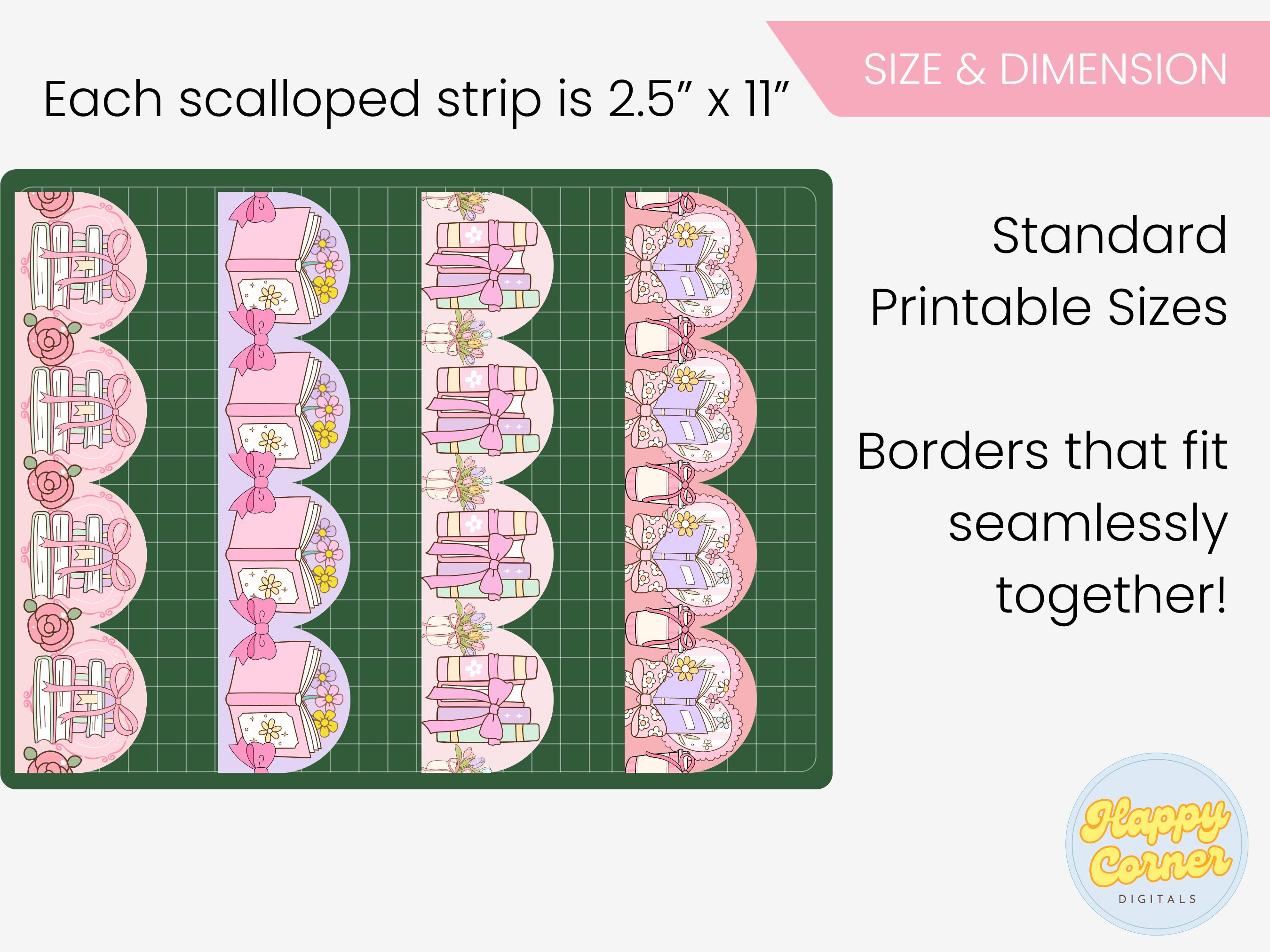 Coquette Bookish Bulletin Board Borders Display Printable Books and ...