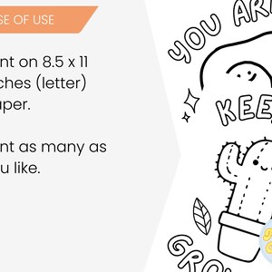 Kawaii Retro Affirmations Easy Coloring Pages Printable Cute Groovy ...