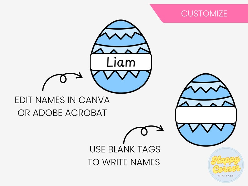 Pastel Easter Eggs Kids Cubby Name Tags Editable Bunny Eggs Student ...