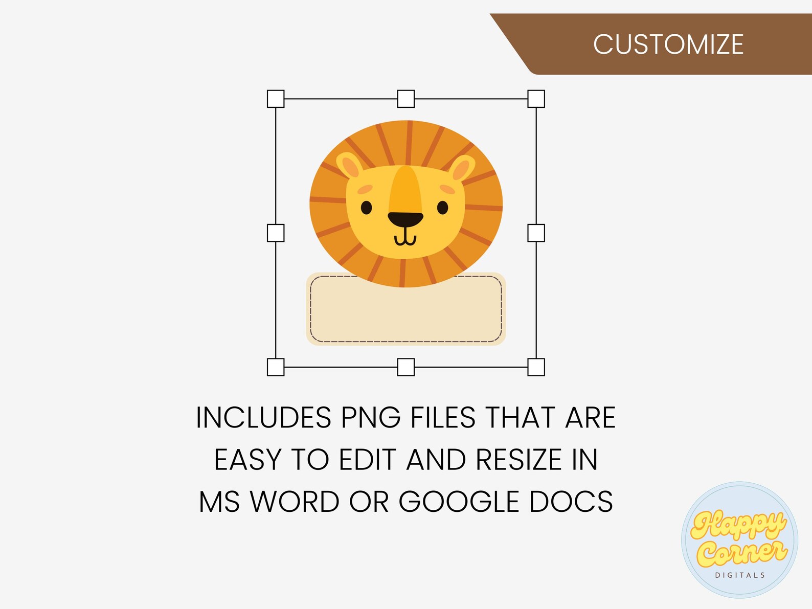 Wild Safari Cubby Name Tags Editable Animal Name Tags Tiger and Lion ...