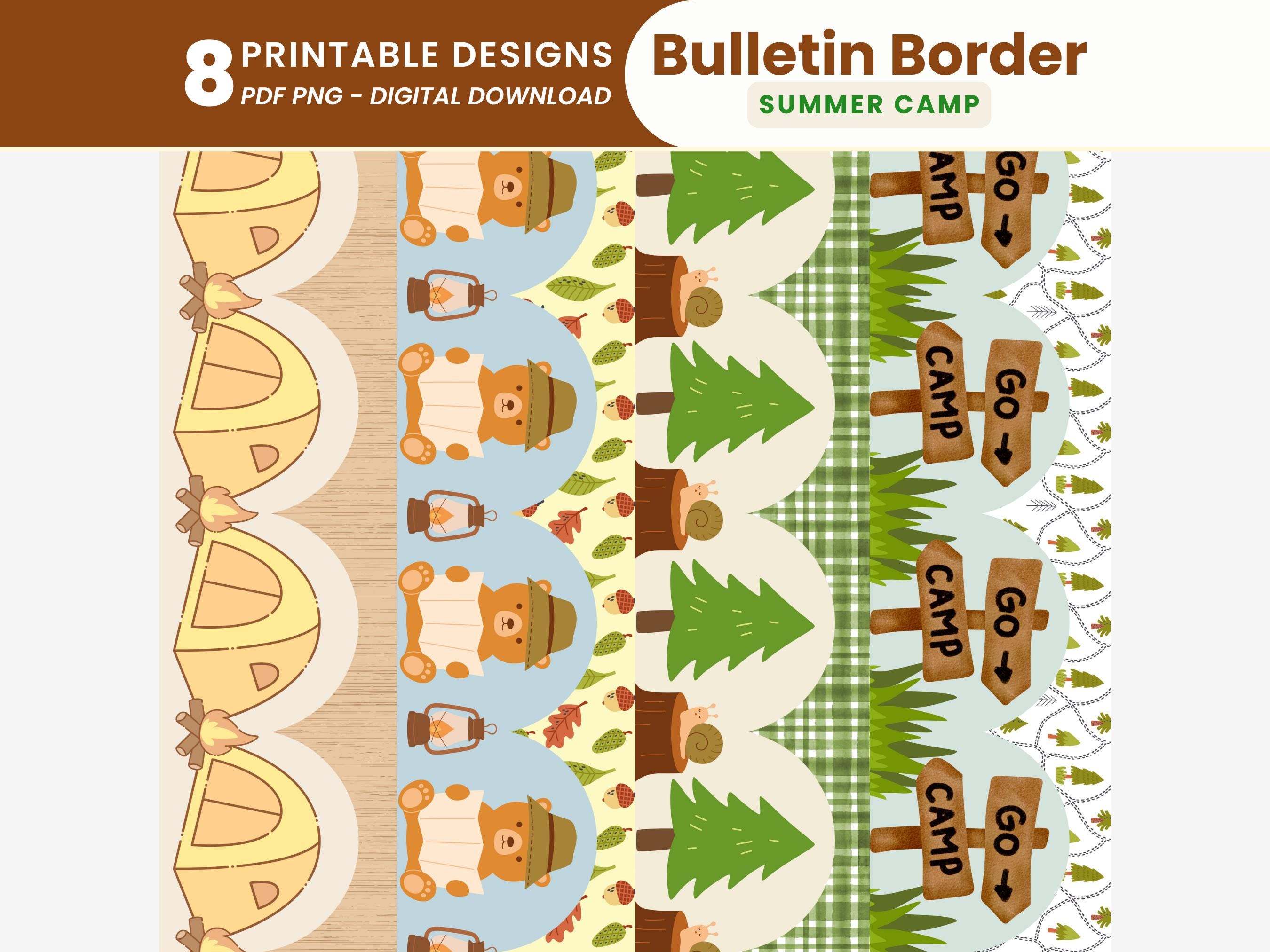 Summer Camp Bulletin Board Border Printable Camping Display Borders ...