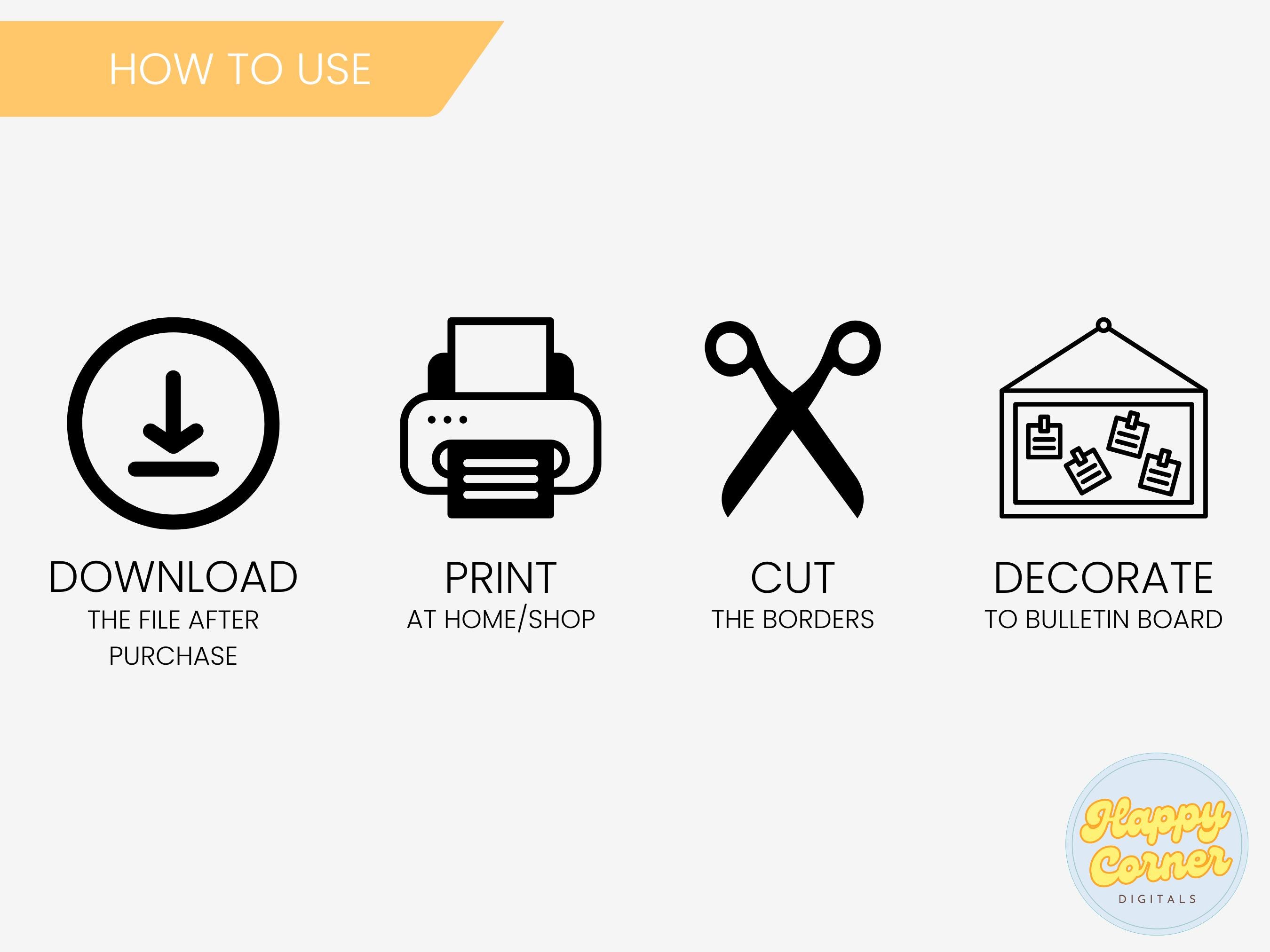 Groovy Retro Classroom Bulletin Board Borders Printable Back to School ...