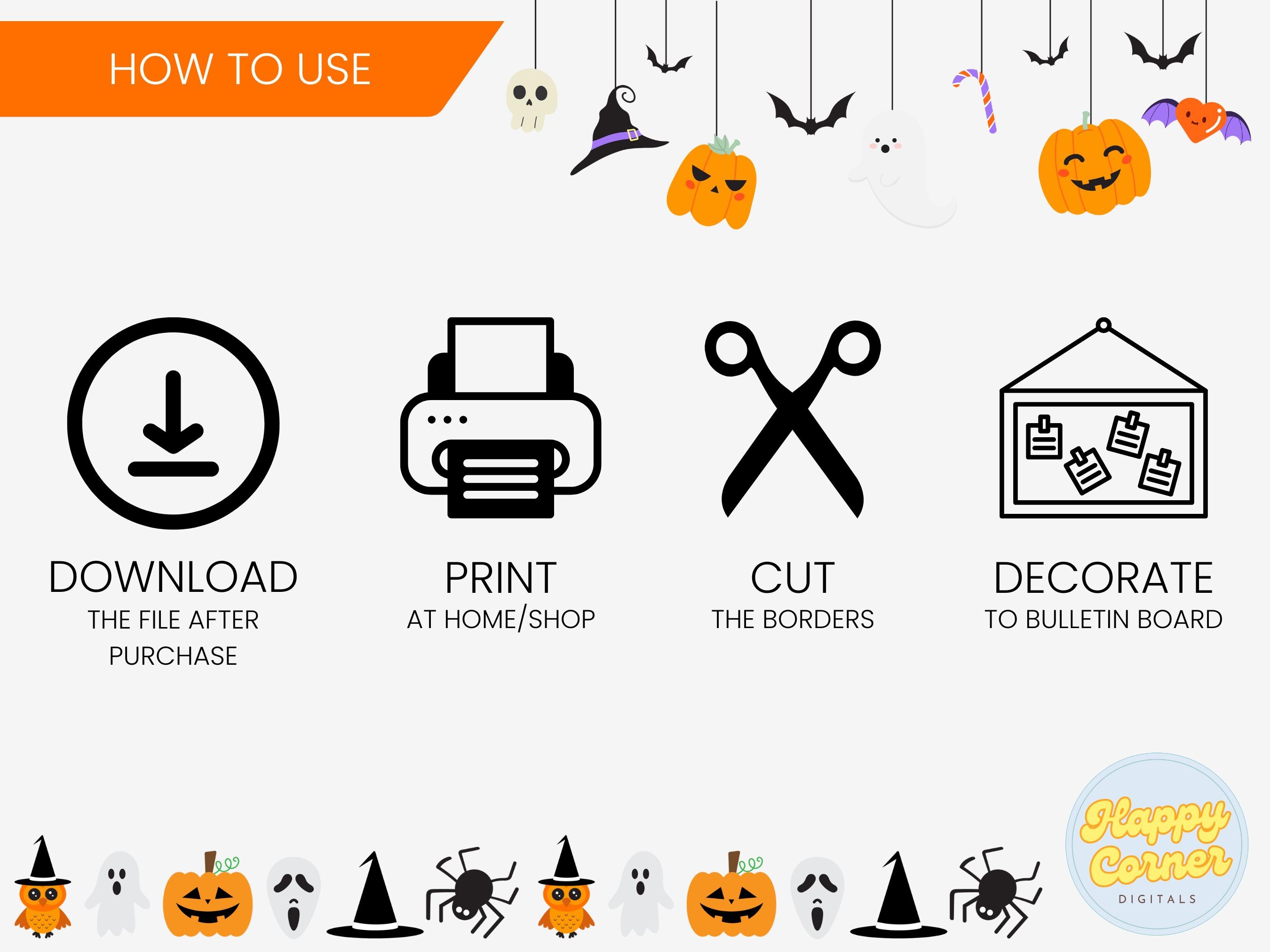 Halloween Bulletin Board Borders Printable Spooky Halloween Display ...