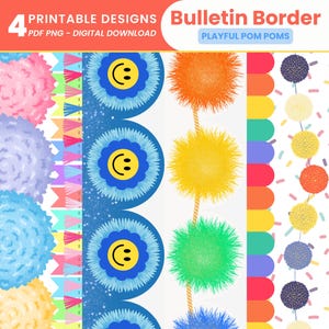 Pom Poms Borders for Bulletin Board Classroom Decoration Bright and ...