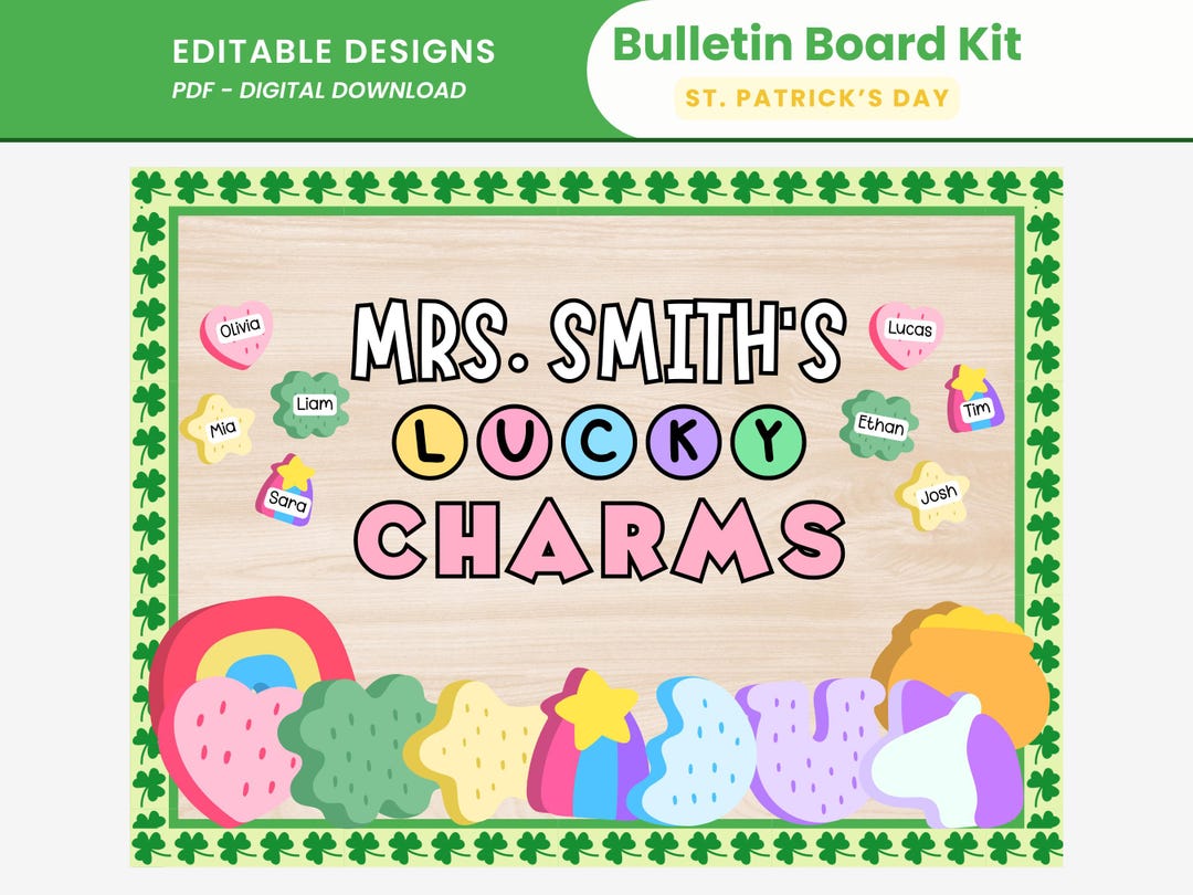 Lucky Charms Add Teacher and Student Name Tags St. Patrick's Day ...