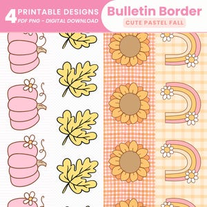 Cute Pastel Fall Bulletin Board Borders Printable Pastel Autumn Display ...