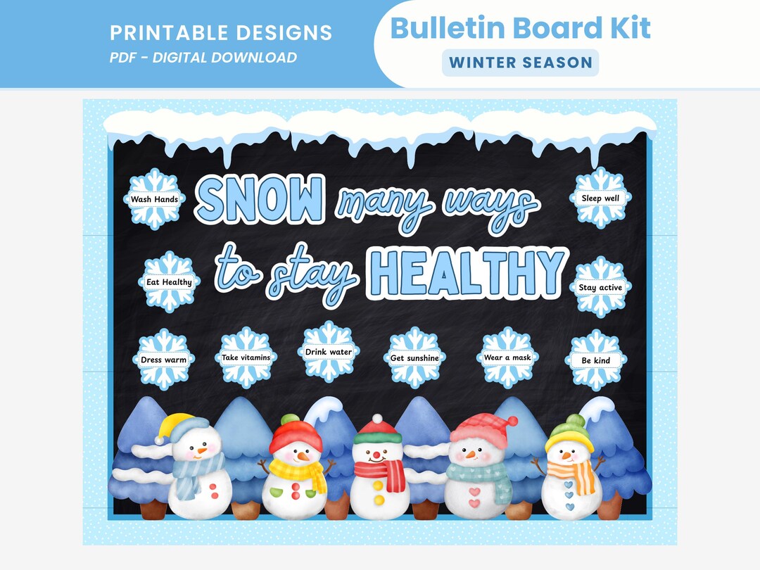 School Nurse Winter Health Bulletin Board Kit Printable Winter Flu Door ...