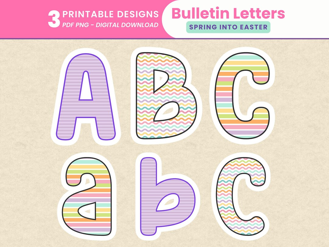 Pastel Easter Bulletin Board Letters and Numbers Printable Spring ...