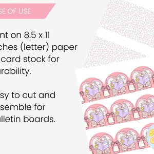 Coquette Bookish Bulletin Board Borders Display Printable Books and ...