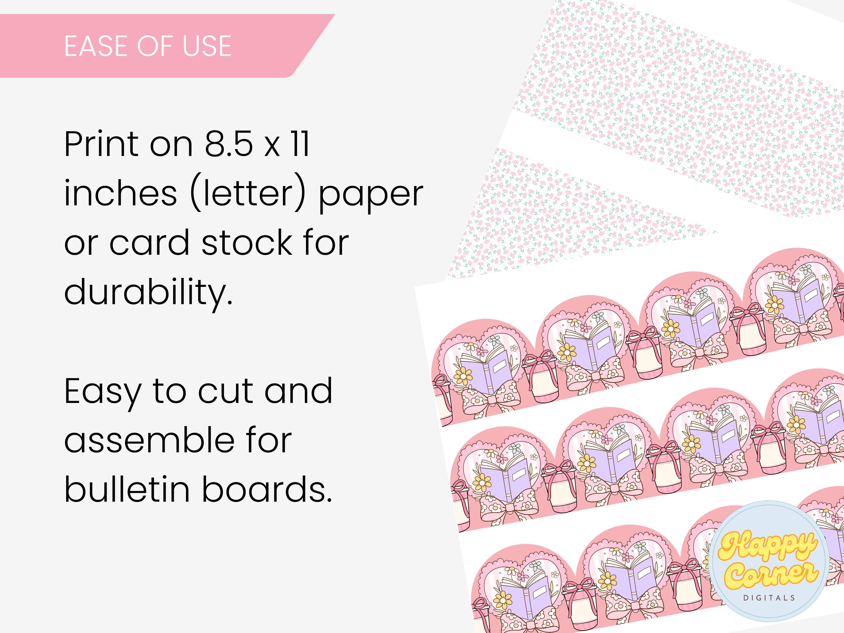 Coquette Bookish Bulletin Board Borders Display Printable Books and ...