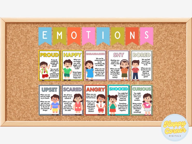 Emotions Posters Educational Theme Printable Toddler Feelings Learning ...