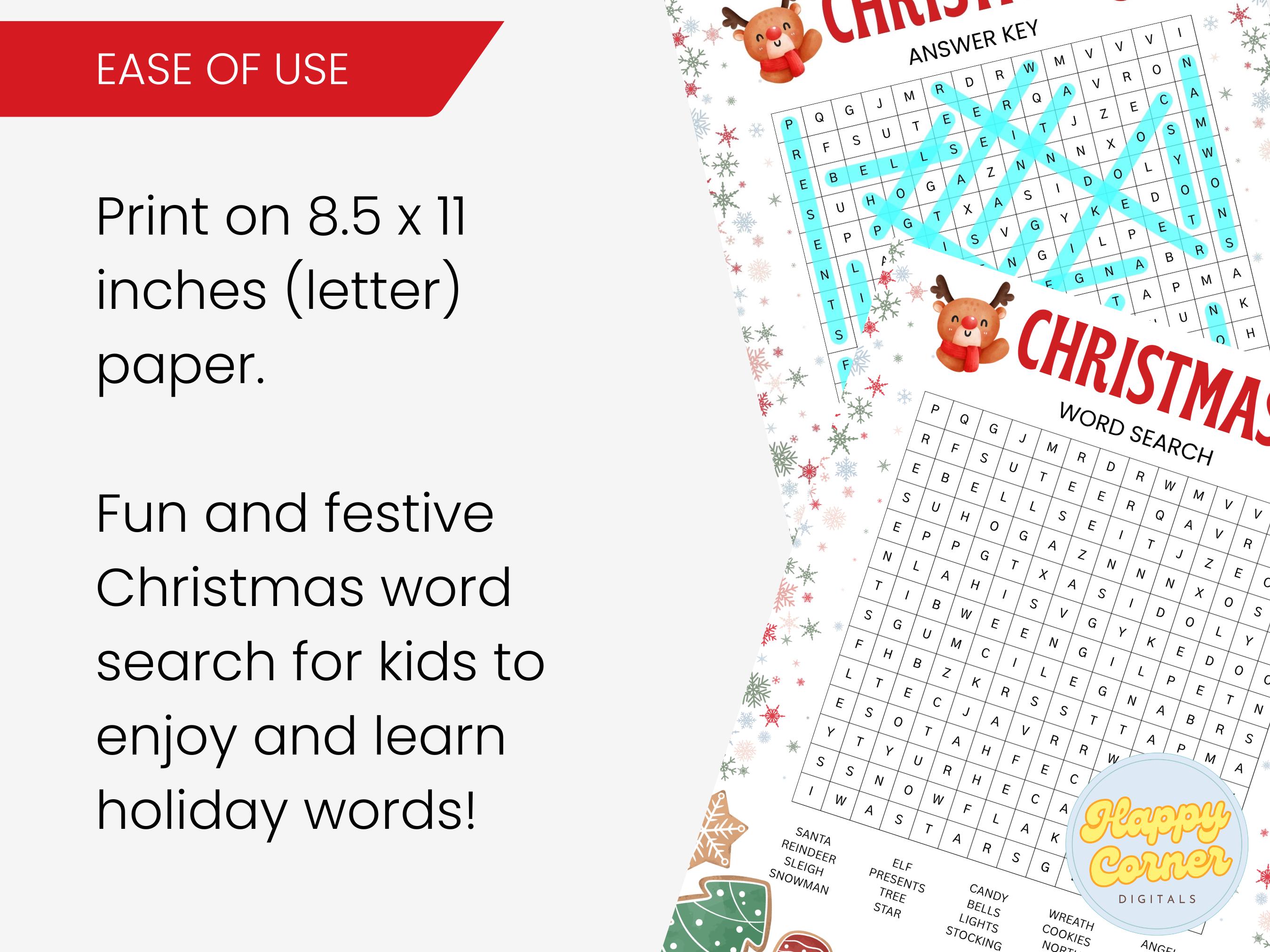 Fun Christmas Word Search Activities for Kids Printable Family ...