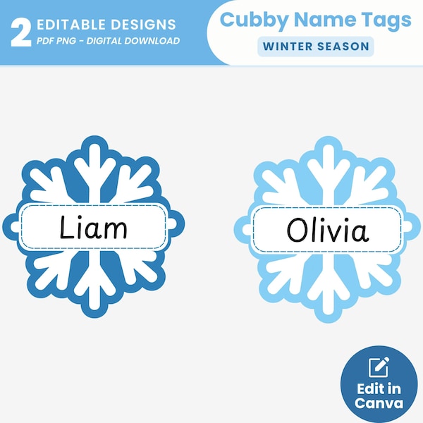 Winter Name Tags - Etsy