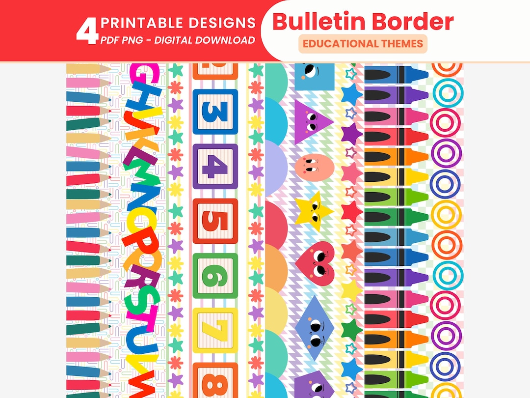 Crayons Bulletin Board Borders Printable Back to School Bulletin ...