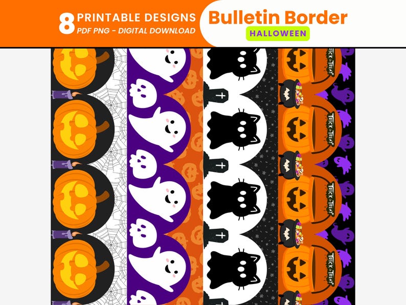 Halloween Bulletin Board Borders Printable Spooky Halloween Display ...
