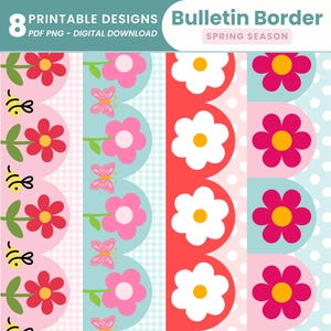 Spring Flowers Borders for Classroom Bulletin Display Printable Spring ...