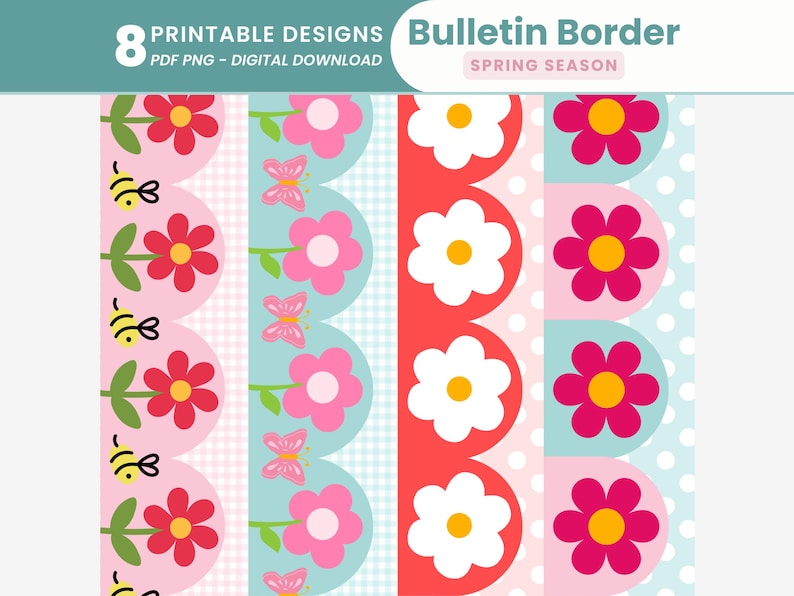 Spring Flowers Borders for Classroom Bulletin Display Printable Spring ...