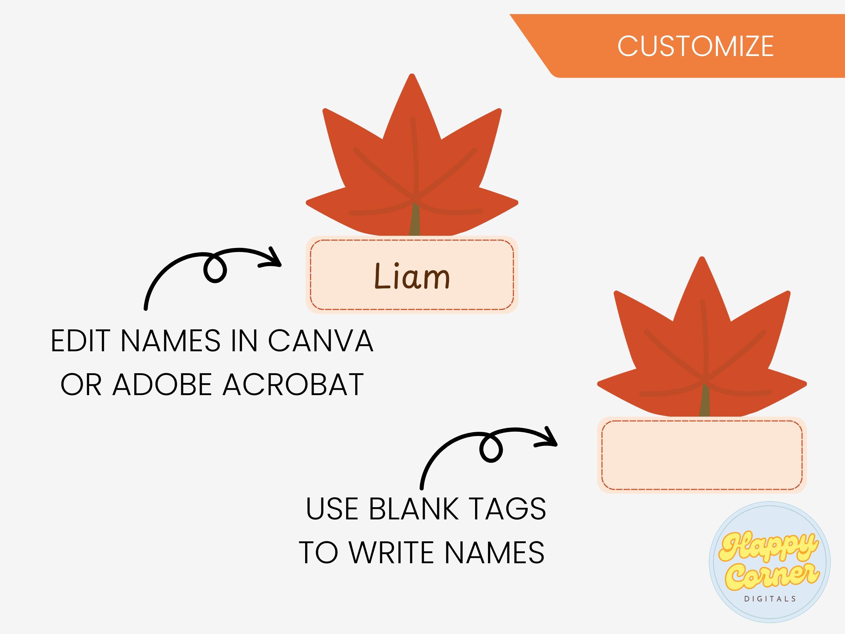Fall Season Cubby Name Tags Editable Autumn Cubby Labels Autumn Leaf ...