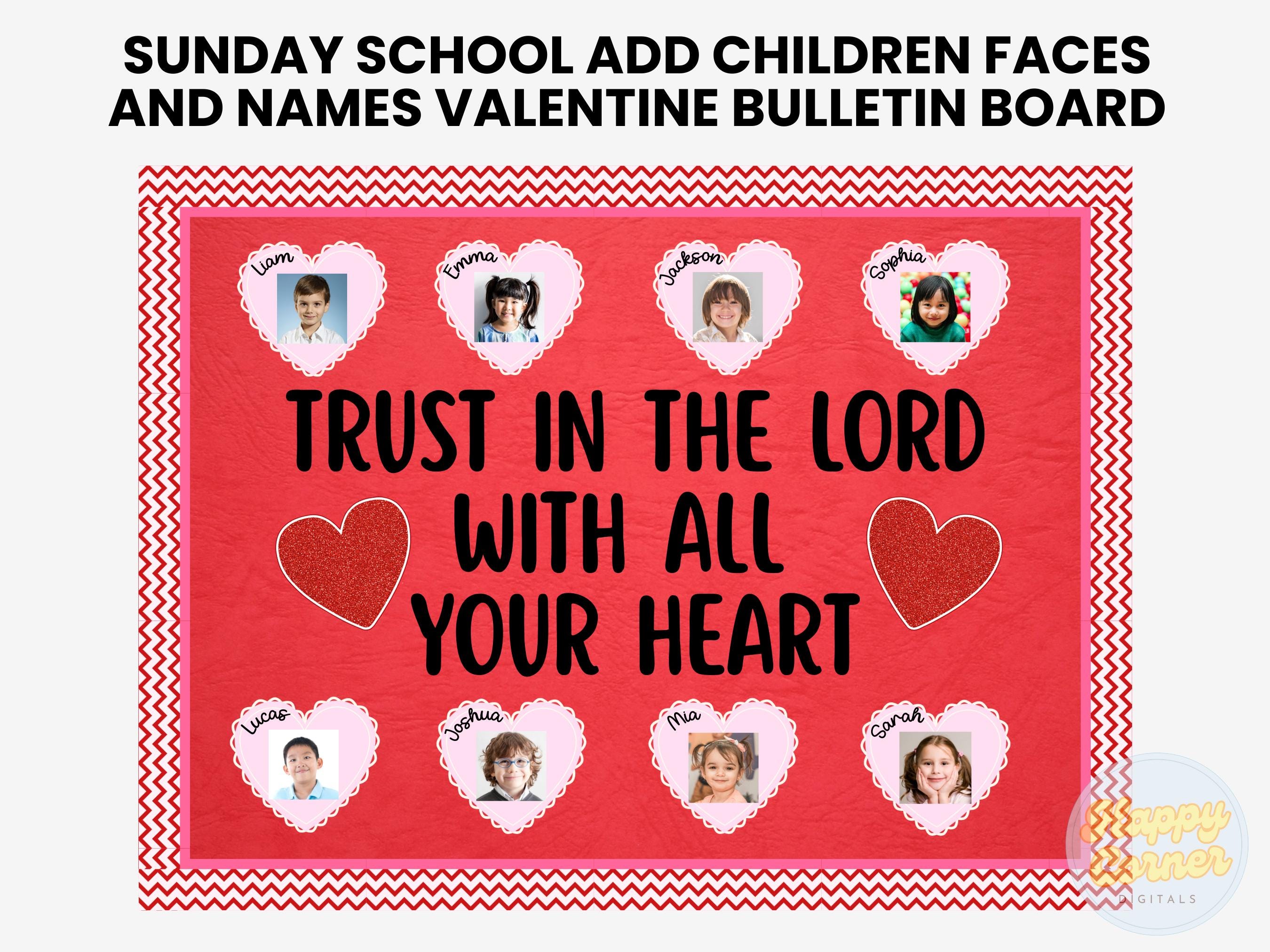 Jesus Valentine Add Children Faces and Names Bulletin Board Kit ...