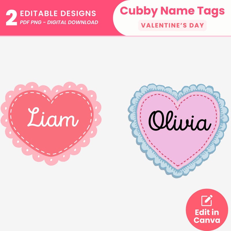 Heart Name Tags - Etsy