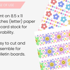 Pastel Retro Flowers Bulletin Board Border Pastel Classroom Decor for ...