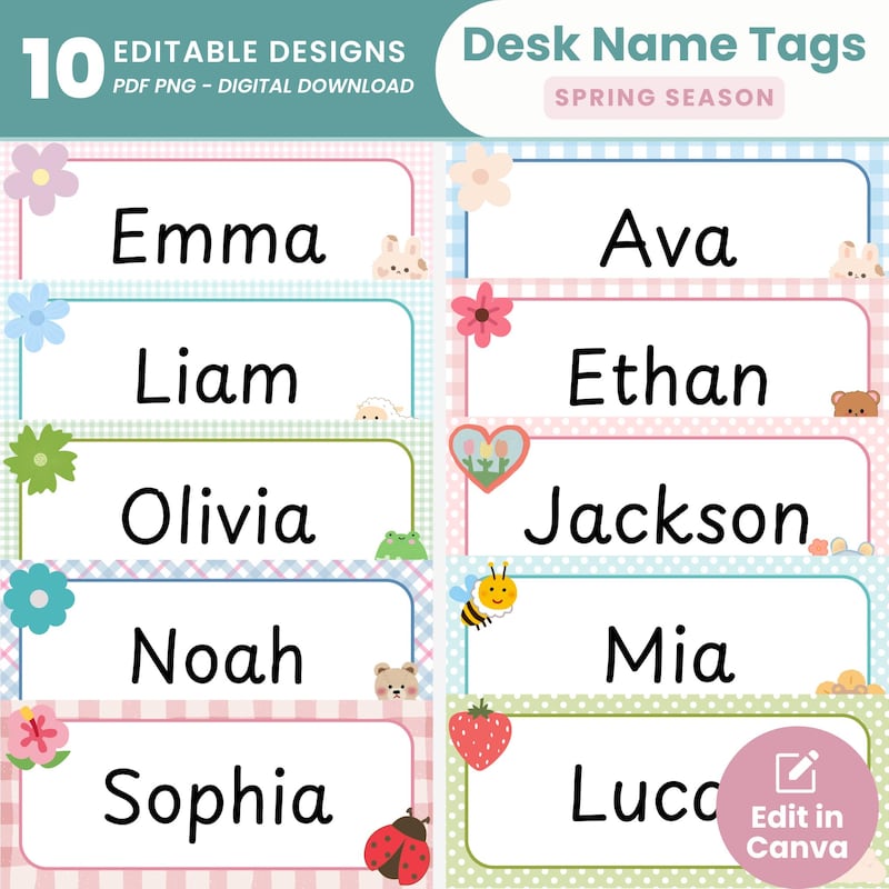 Flower Name Tags - Etsy