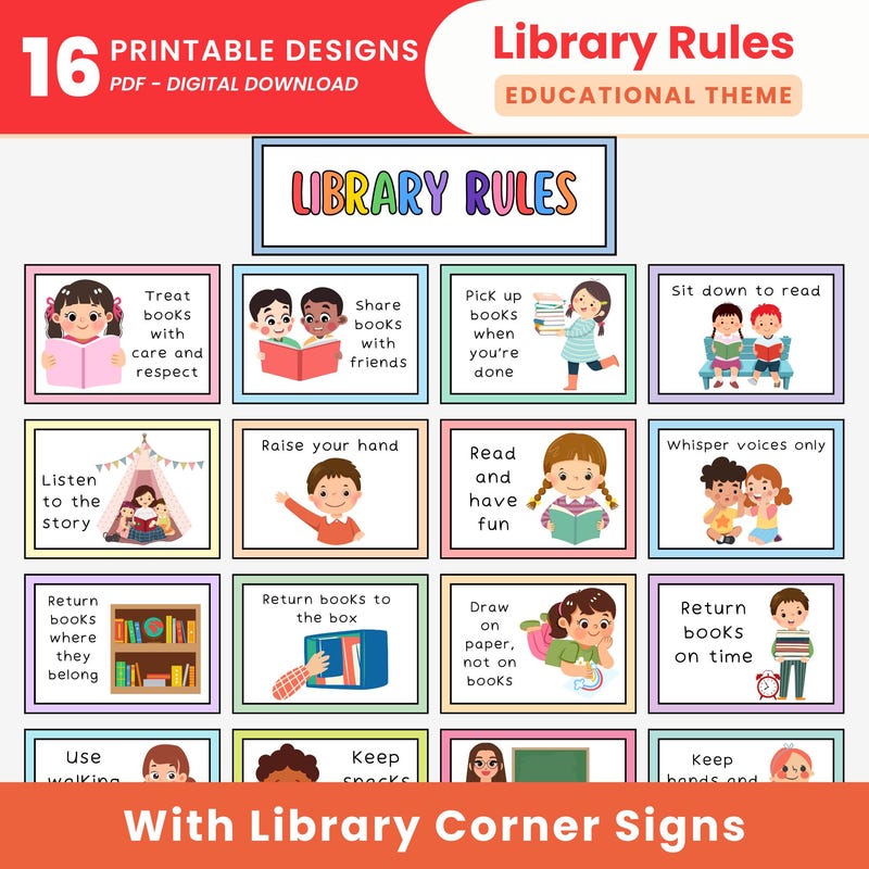 Kids Library Rules - Etsy UK