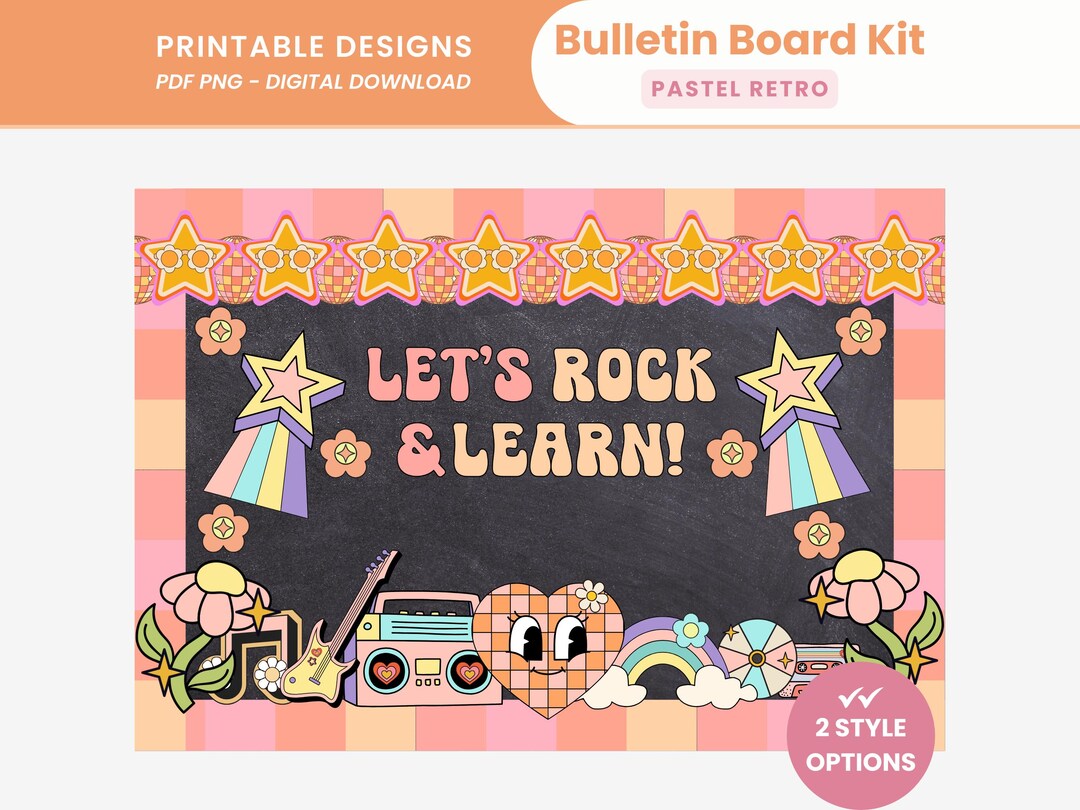 Pastel Retro Bulletin Board Kit for Classroom Display Back to School ...