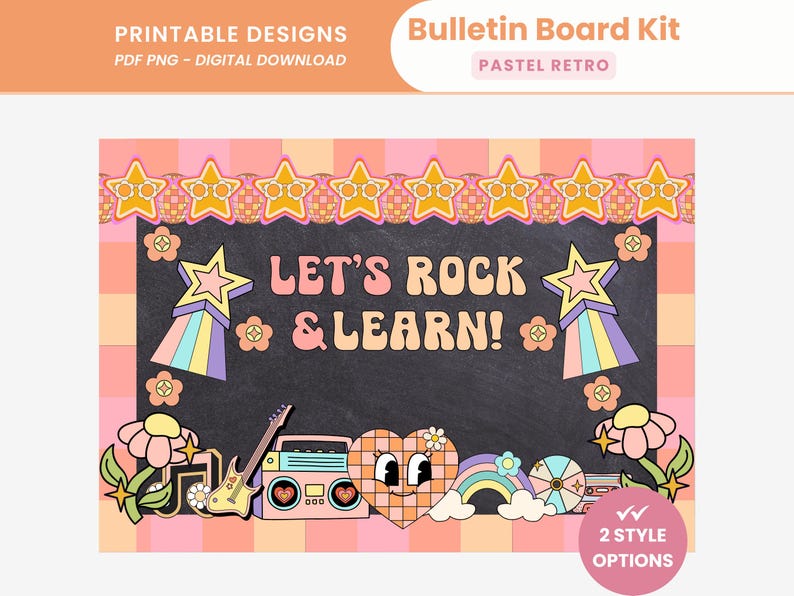 Pastel Retro Bulletin Board Kit for Classroom Display Back to School ...