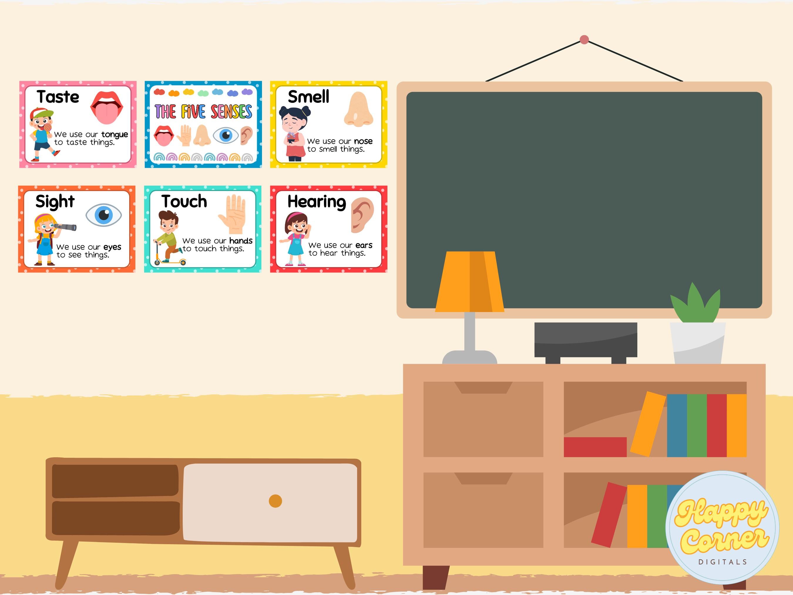 Educational Theme Five Senses Posters Printable Prek 5 Senses Grounding ...