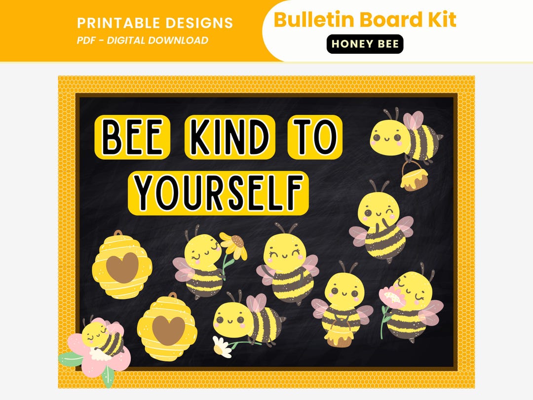 Bee Kind to Yourself Mental Health Bulletin Board Kit Printable Kawaii ...