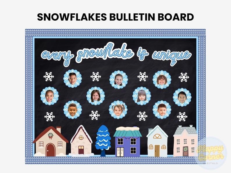 Every Snowflake is Unique Winter Bulletin Board Kit Editable Christmas ...