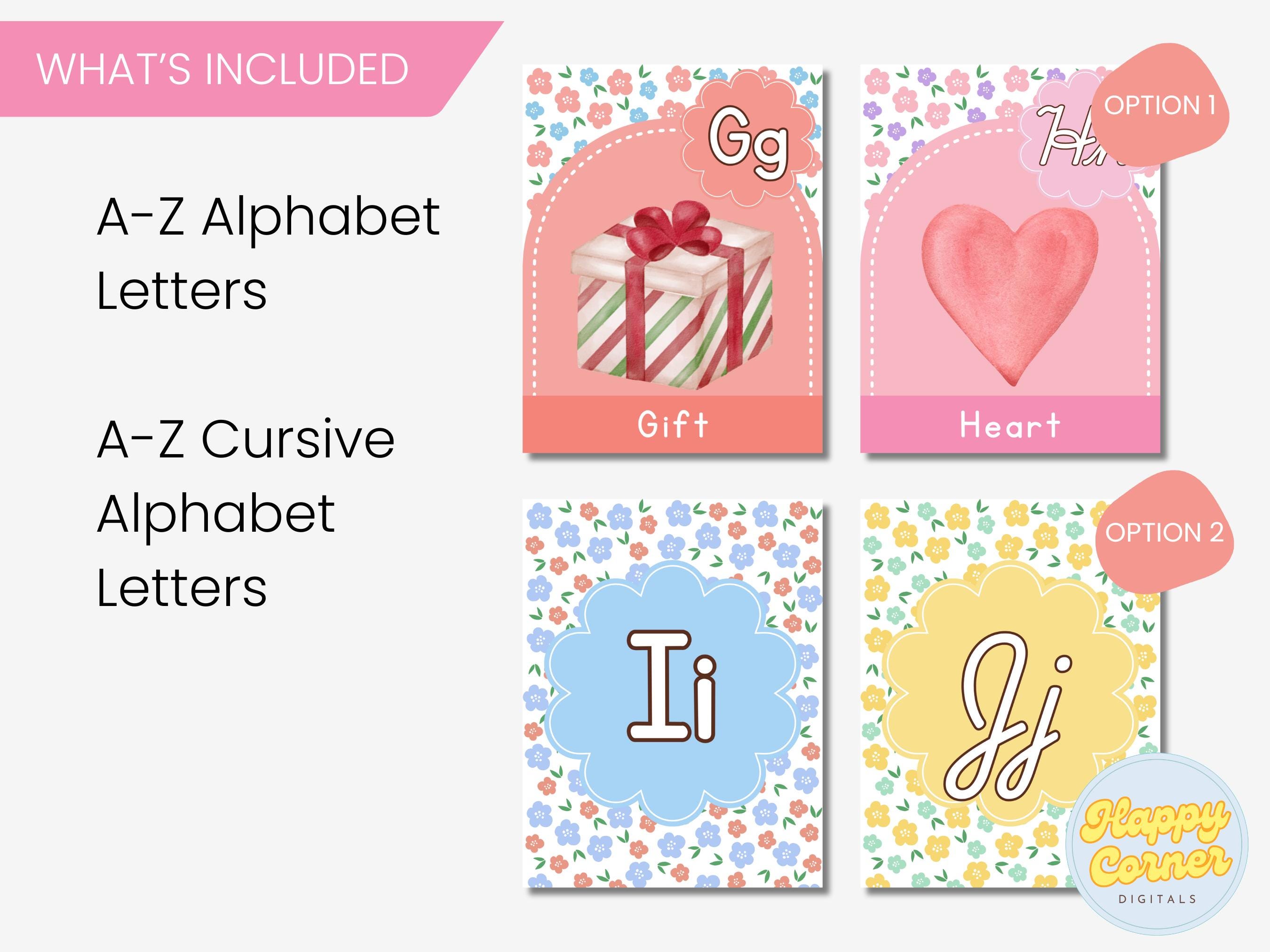 Pastel Alphabet Posters Flowers Classroom Letters Posters Cute Pastel ...