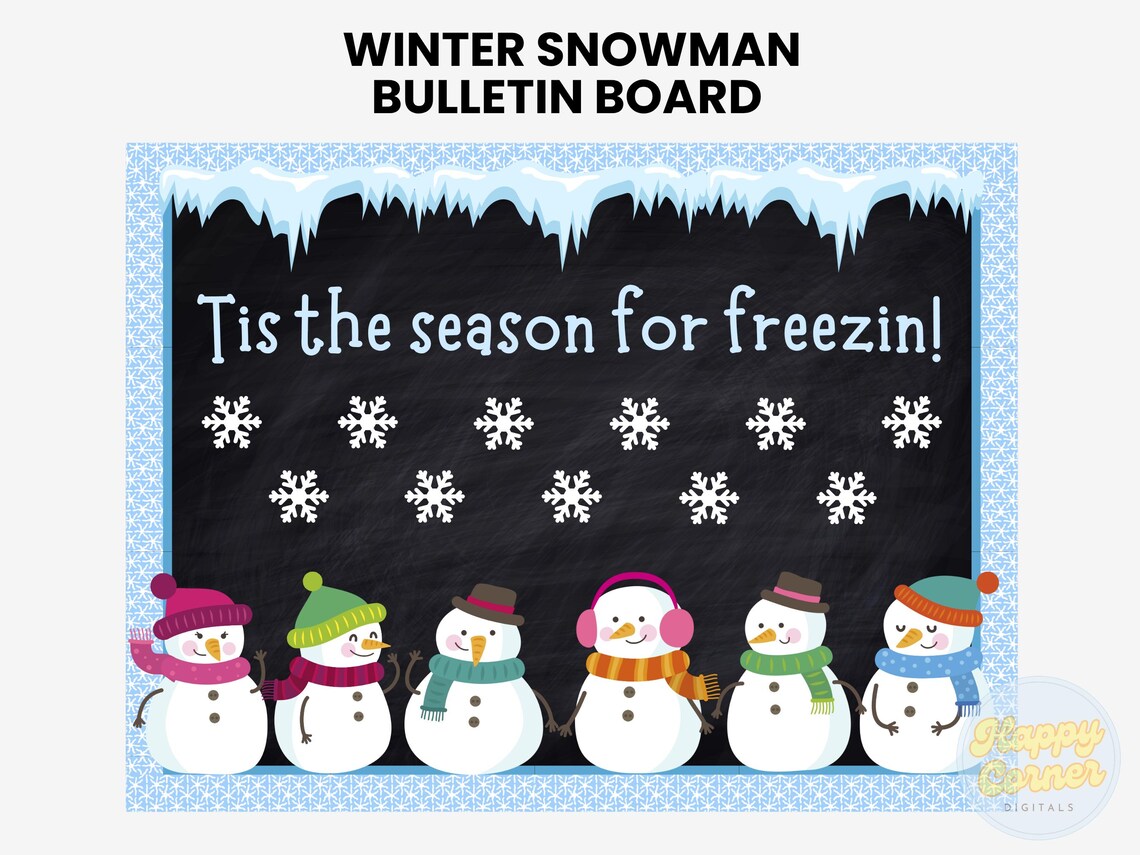 Winter Snowman Pun Bulletin Board Kit Printable Snow Bulletin Display ...
