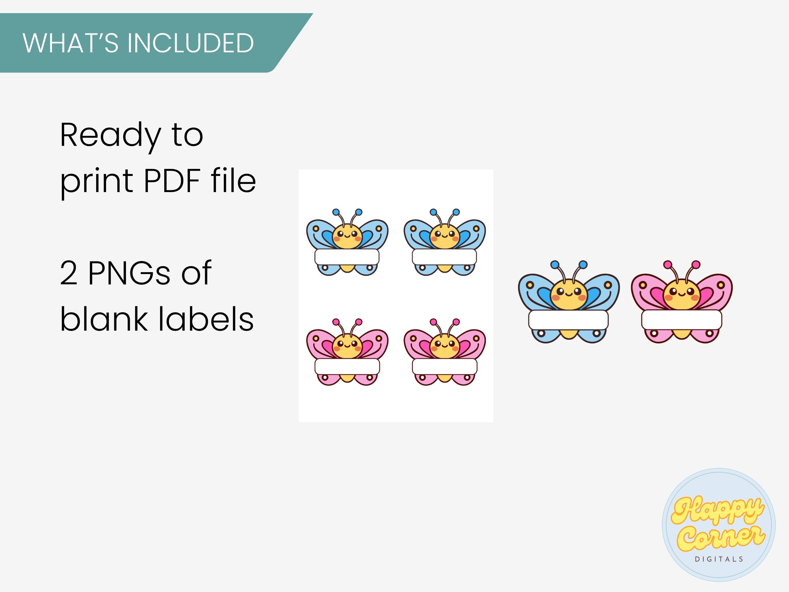 Kawaii Butterfly Cubby Name Tags Editable Kids Student Name Tags Garden ...