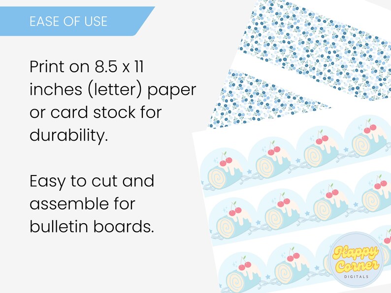 Preppy Blue Bulletin Board Borders Printable Coquette Blue Boarders ...