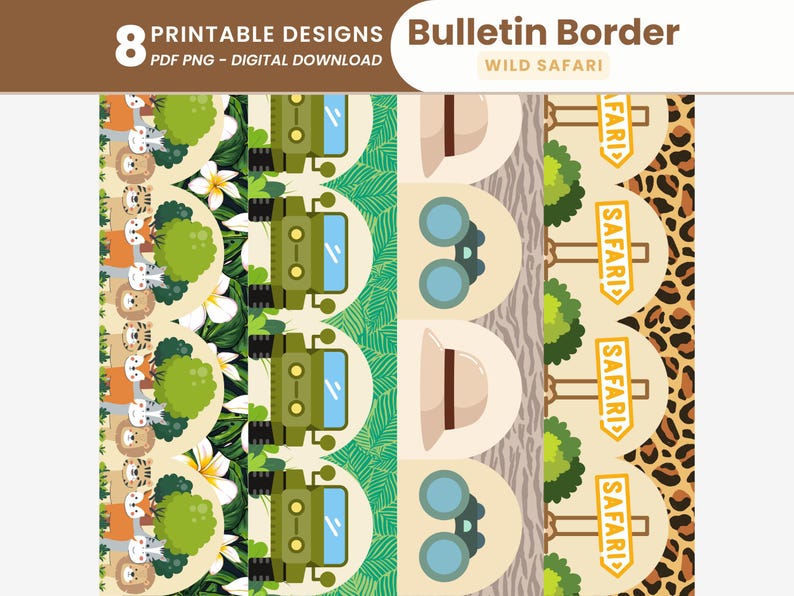 Safari Bulletin Board Borders Printable Wild Safari Boarders Zoo Safari ...