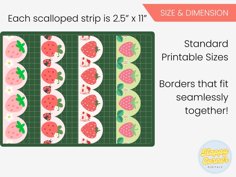 Strawberry Summer Bulletin Board Border Printable Cute Strawberry ...