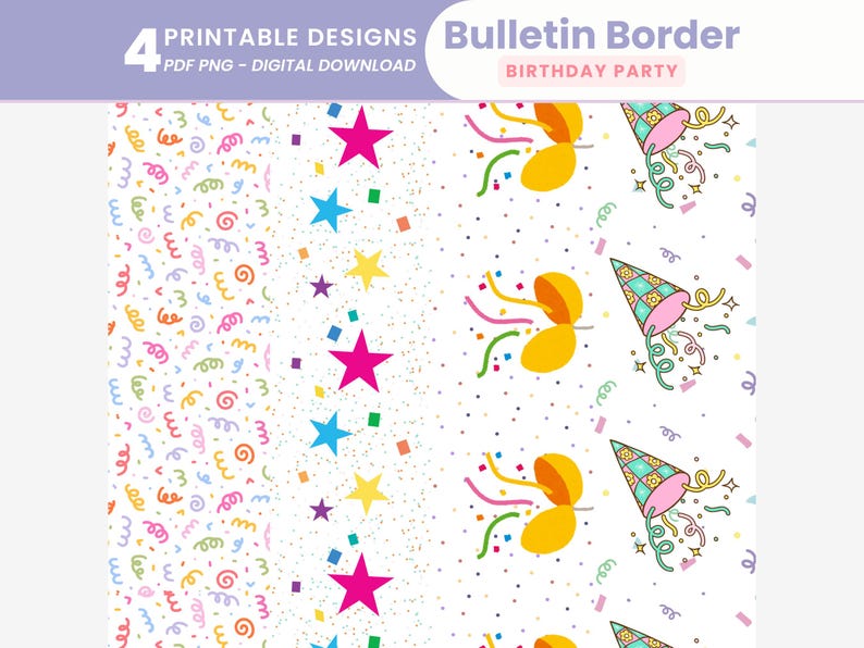 Birthday Confetti Bulletin Board Borders Printable Pastel Confetti ...