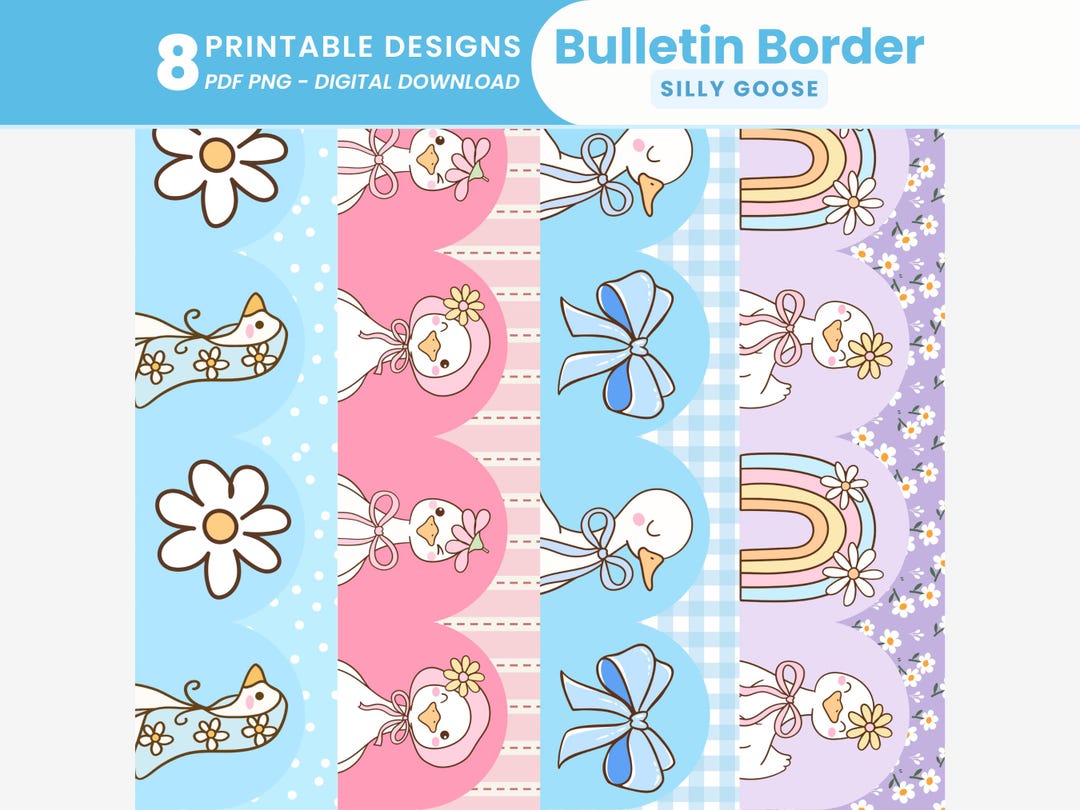 Silly Goose Bulletin Board Borders Straight and Scalloped Bulletin ...
