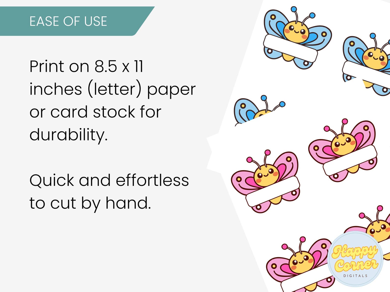 Kawaii Butterfly Cubby Name Tags Editable Kids Student Name Tags Garden ...