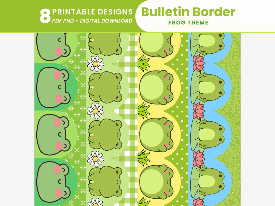 Kawaii Frog Theme Bulletin Board Borders Printable Cute Frog Bulletin ...